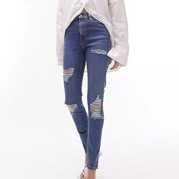 Topshop | Jeans | Topshop Jamie Distressed Skinny Highrise Jeans | Poshmark